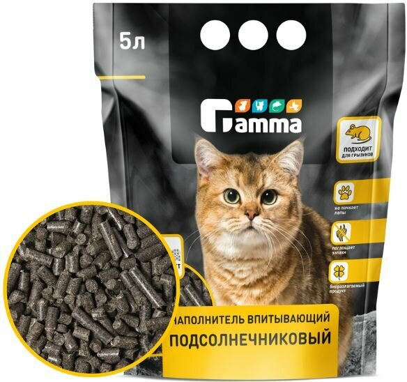 Гамма Наполнитель впитывающий подсолнечниковый, 5л, 3кг 3 кг