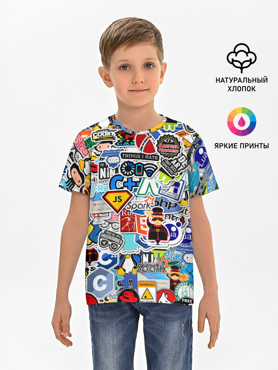Футболка Lacotton.ru хлопковая детская Programming stickers