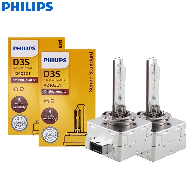 2X Philips HID D3S 35 Вт ксеноновые стандартные лампы 4200K, оригинальные автомобильные головные фонари, замена OEM, обновленная лампа D3 ECE 42403C1, пара