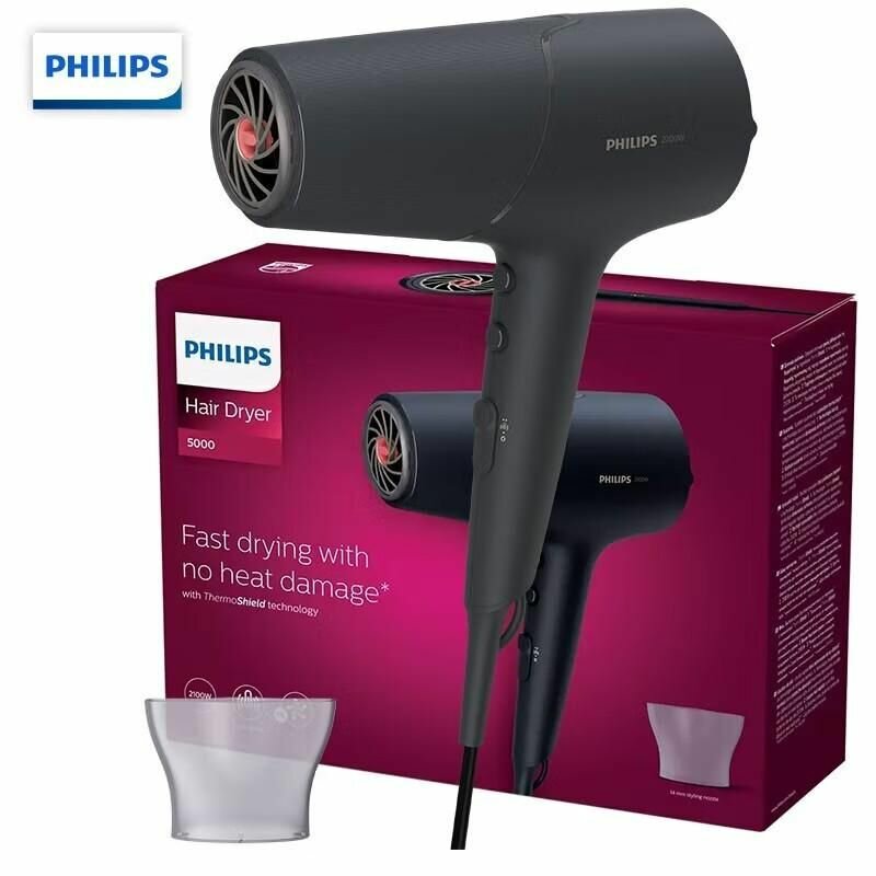 Philips BHD504 фен для волос, 2200 Вт, мощный, с отрицательными ионами, интеллектуальный уход за волосами, регулируемая температура