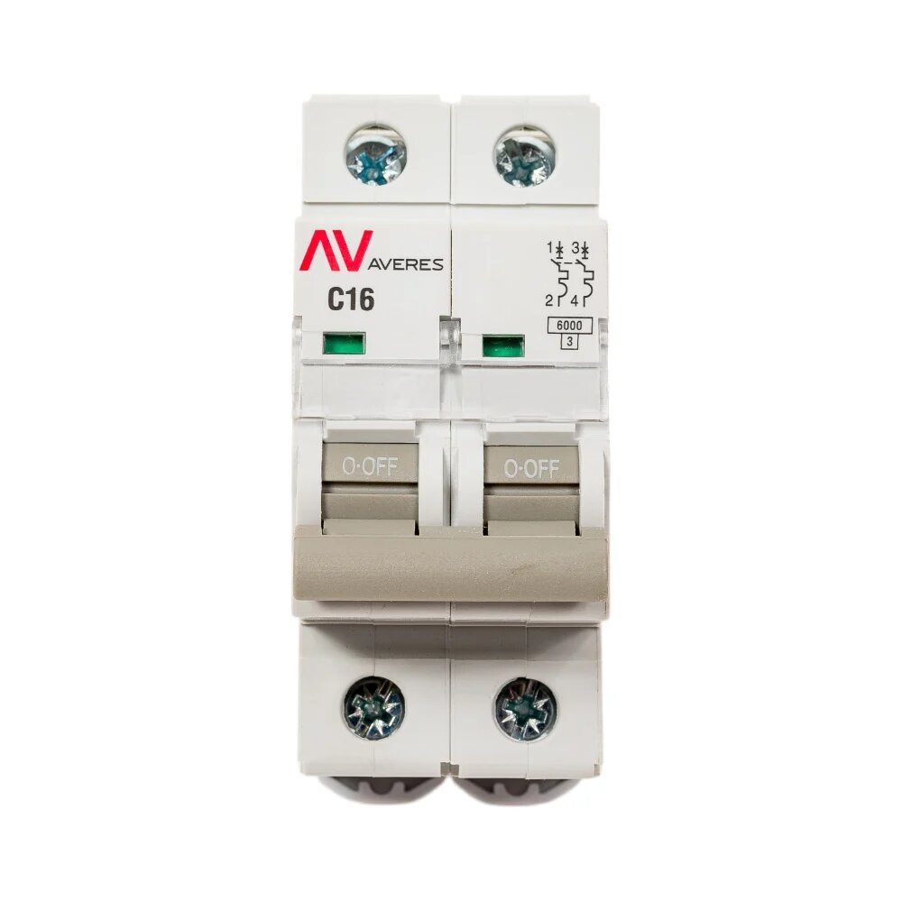 Автоматический выключатель EKF AVERES AV-6 2P, 16A, 6kA mcb6-2-16C-av