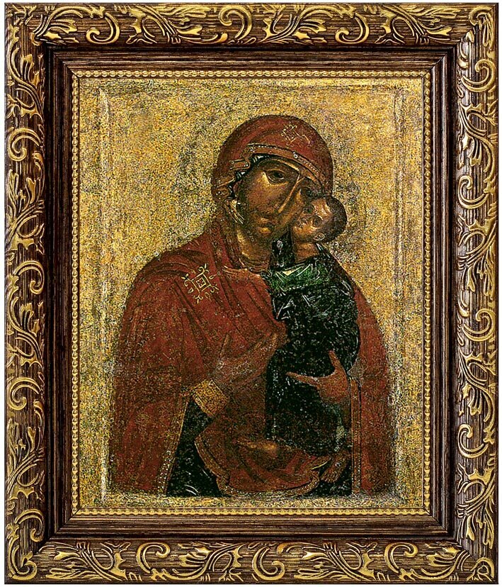 Толгская икона Божией Матери, Ярославль, 1314 г, в широкой темной пластиковой рамке 19*22,5 см