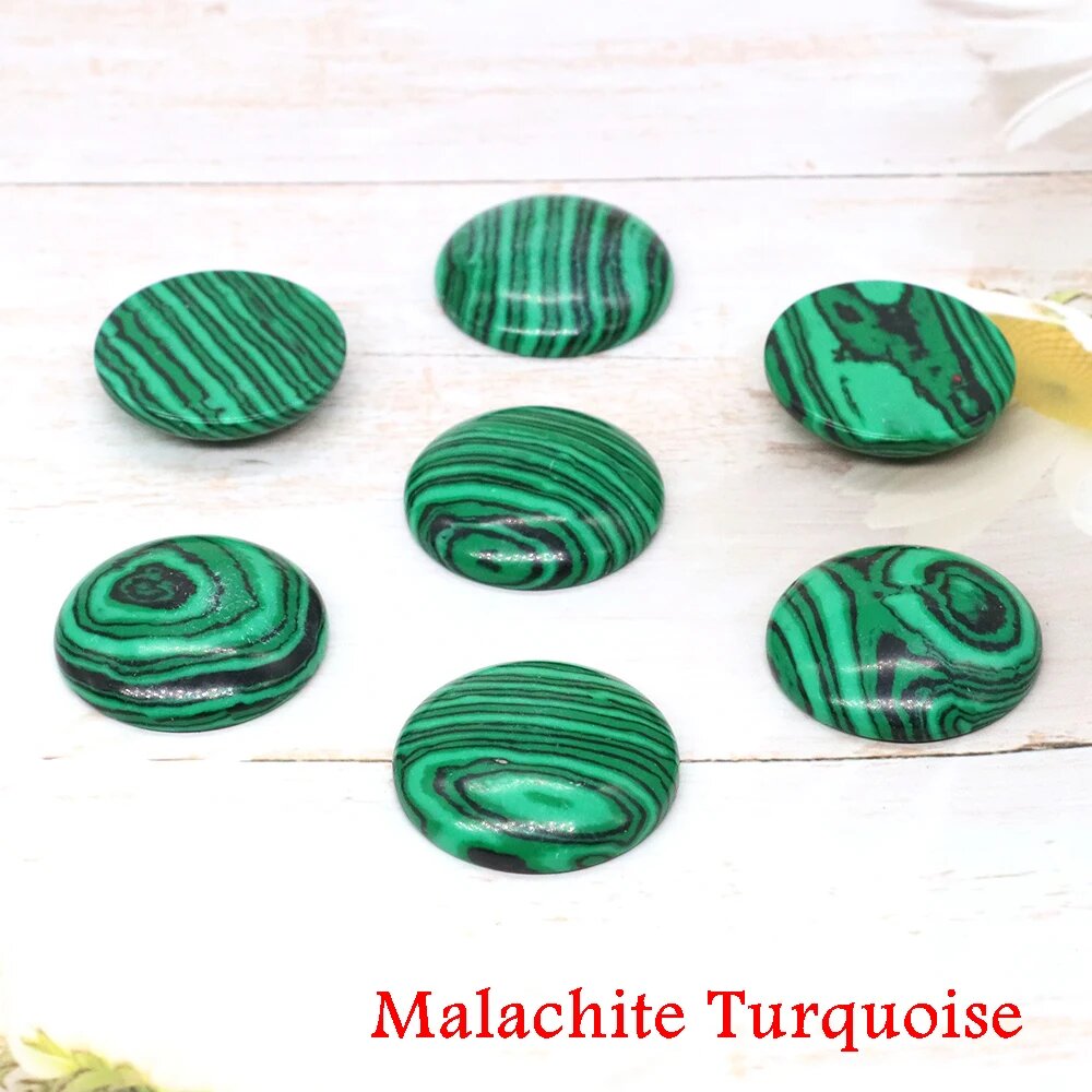 Натуральный камень кабошон 4-25 мм для украшений Изумрудный, 20mm, Malachite Turquoise