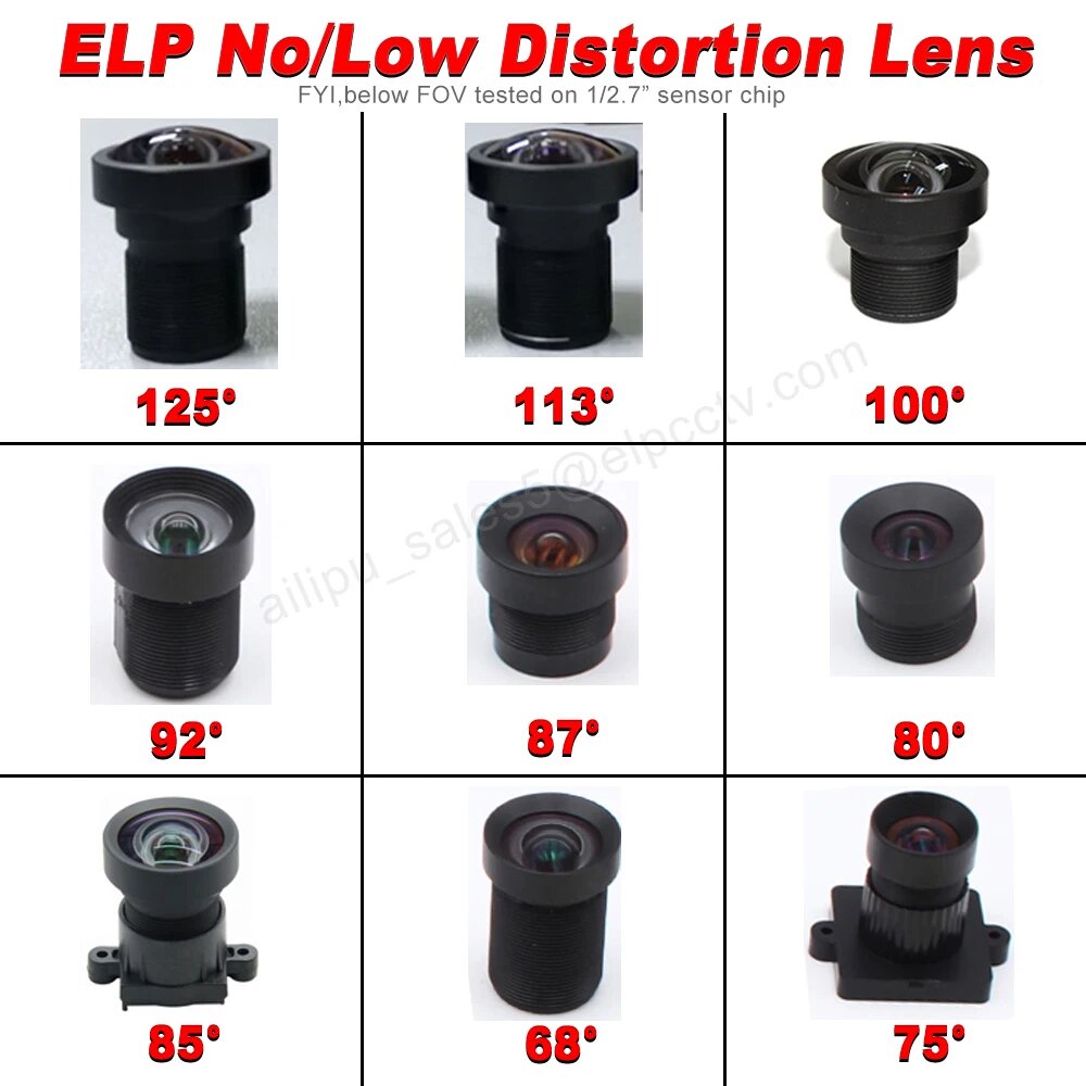 Объектив ELP 8 Мп M12, широкоугольный H100 (100 degree)