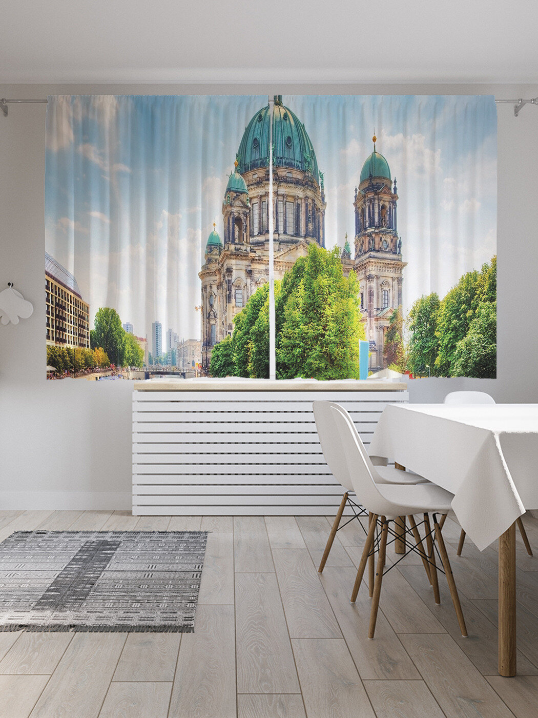 Фотошторы короткие "Музейный остров в Берлине", 2 полотна шириной по 145 см, высота 180 см, JoyArty