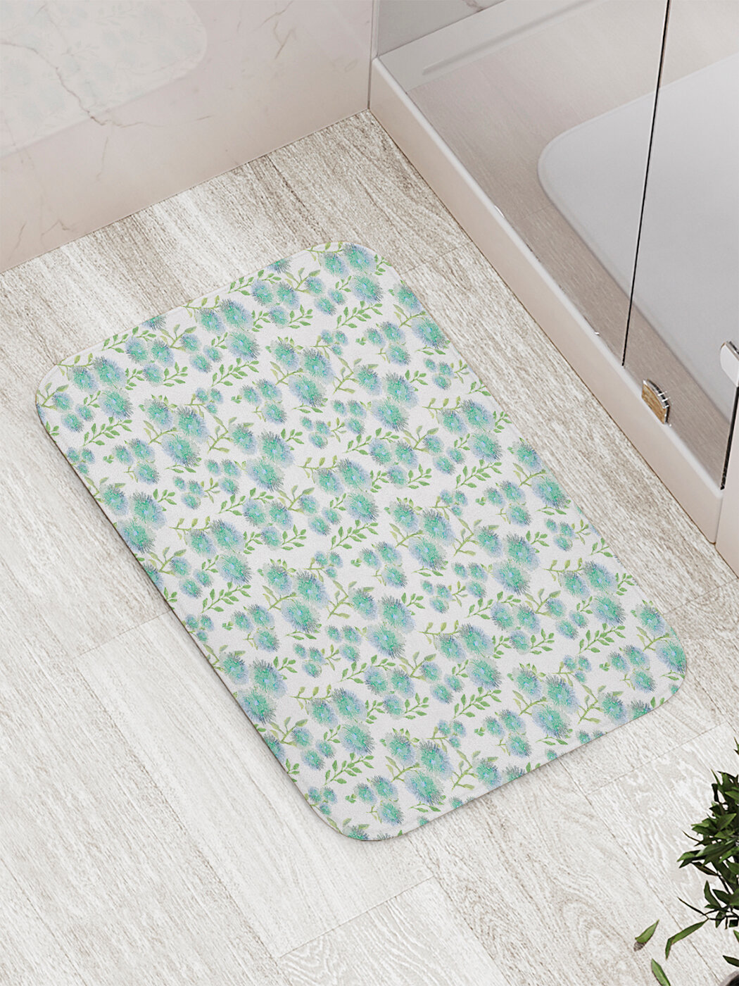 Коврик для ванной комнаты, туалета "Пушистые бутоны" противоскользящий, 52х77 см, JoyArty
