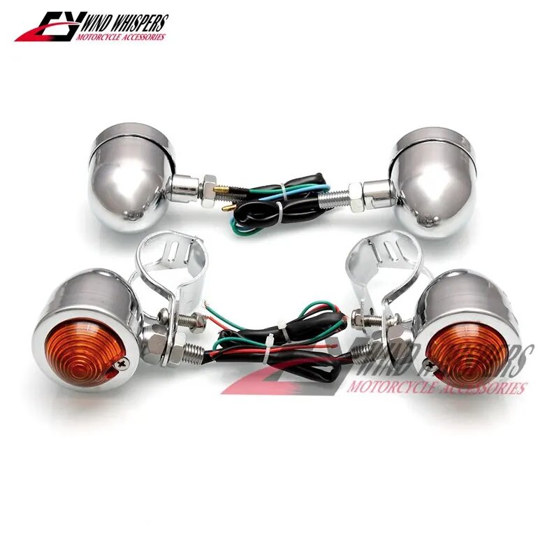 Металлические передние и задние поворотники с креплением, сигнальная лампа для 883 1200 XL Magna Steed Shadow Drag Star 400 600 750 V-Star Vulcan Chrome Sets