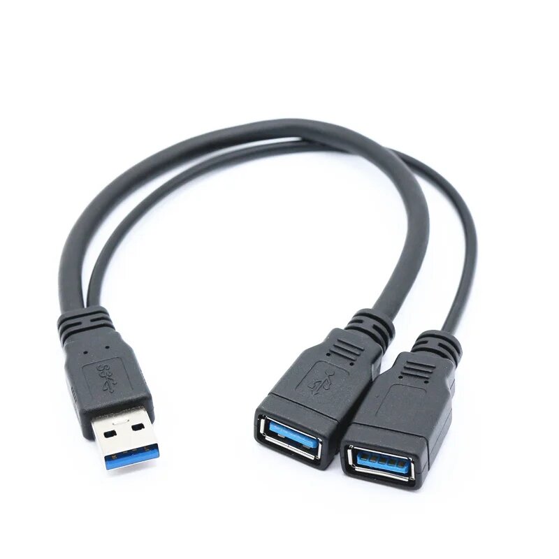 30 см USB 3,0 A 1 штекер на 2 Dual USB разъем для передачи данных адаптер питания Y-образный разветвитель USB зарядный кабель удлинительные кабели