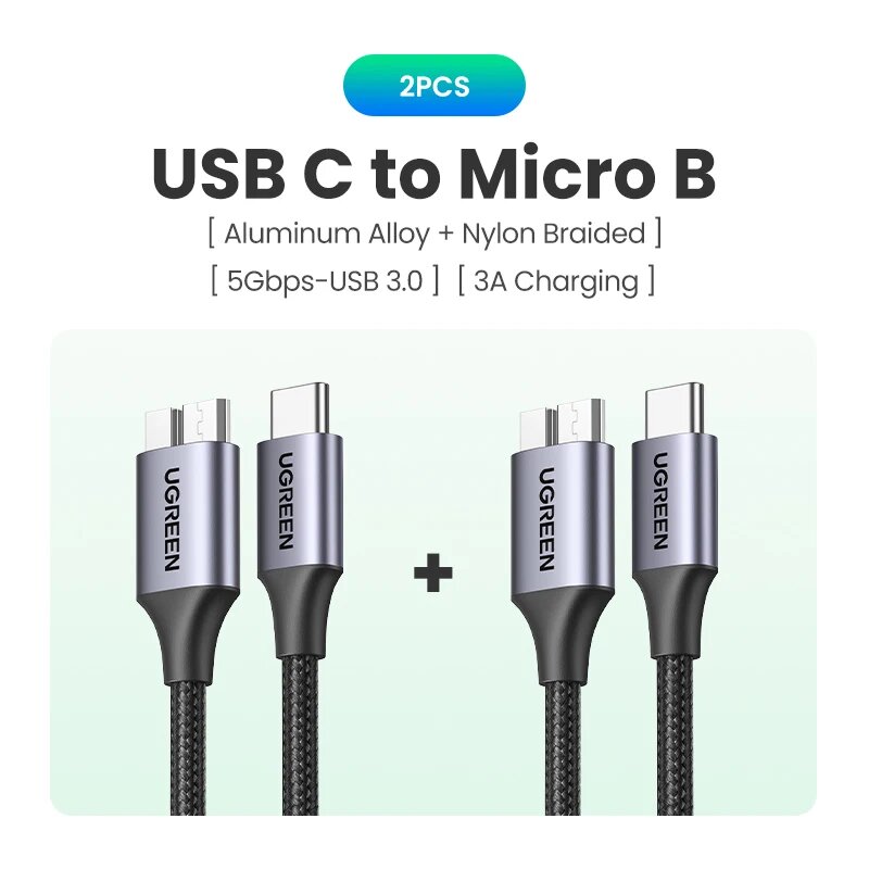 UGREEN USB C - Micro B кабель 0.5m, 2шт, Metal