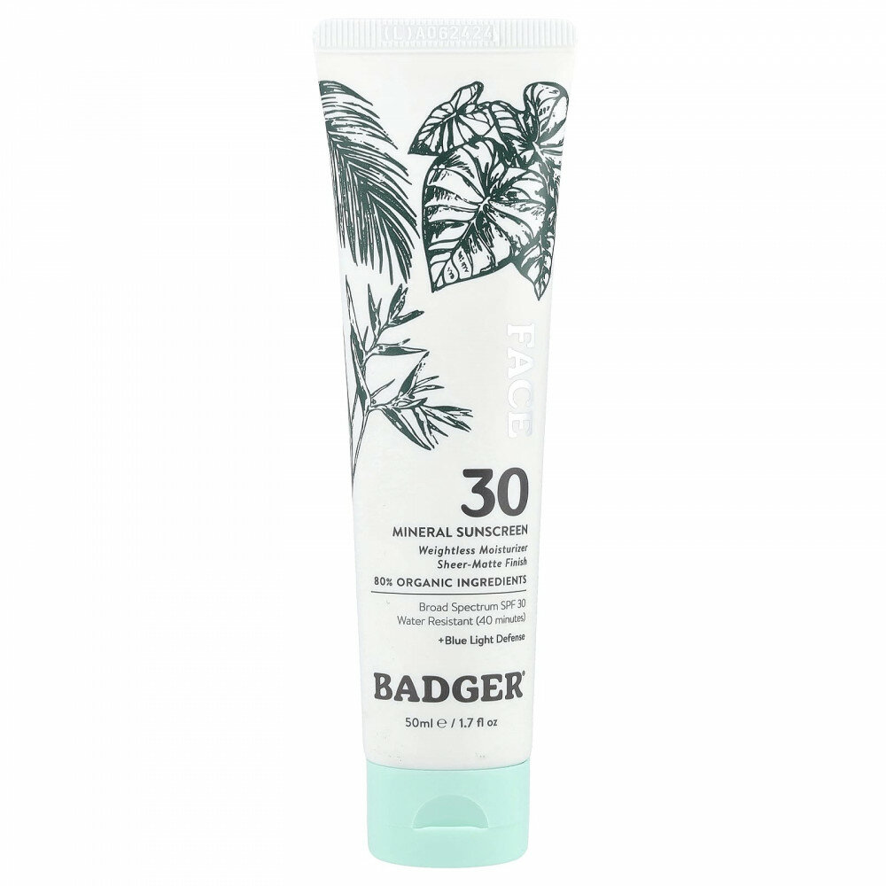 Badger, солнцезащитное средство для лица, SPF 30, 50 мл (1,7 жидк. унции)