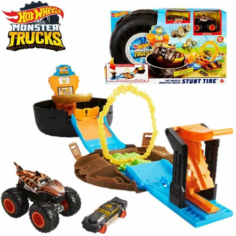Игрушечный трек Hot Wheels Tire -Монстр Трак Stunt Arena - Игровой набор Шина для трюков + 2 авто GVK48