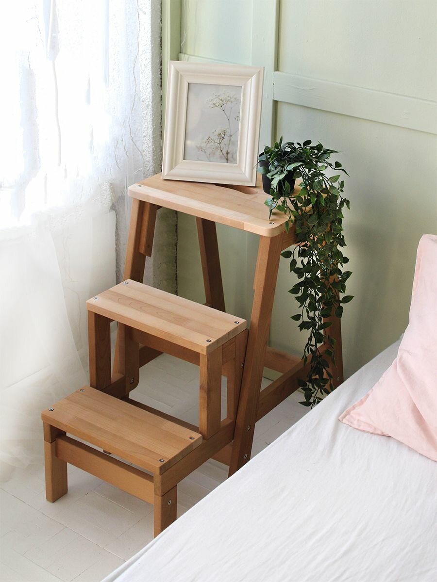 Табурет стремянка SKOGUR деревянный складной 3 ступеньки