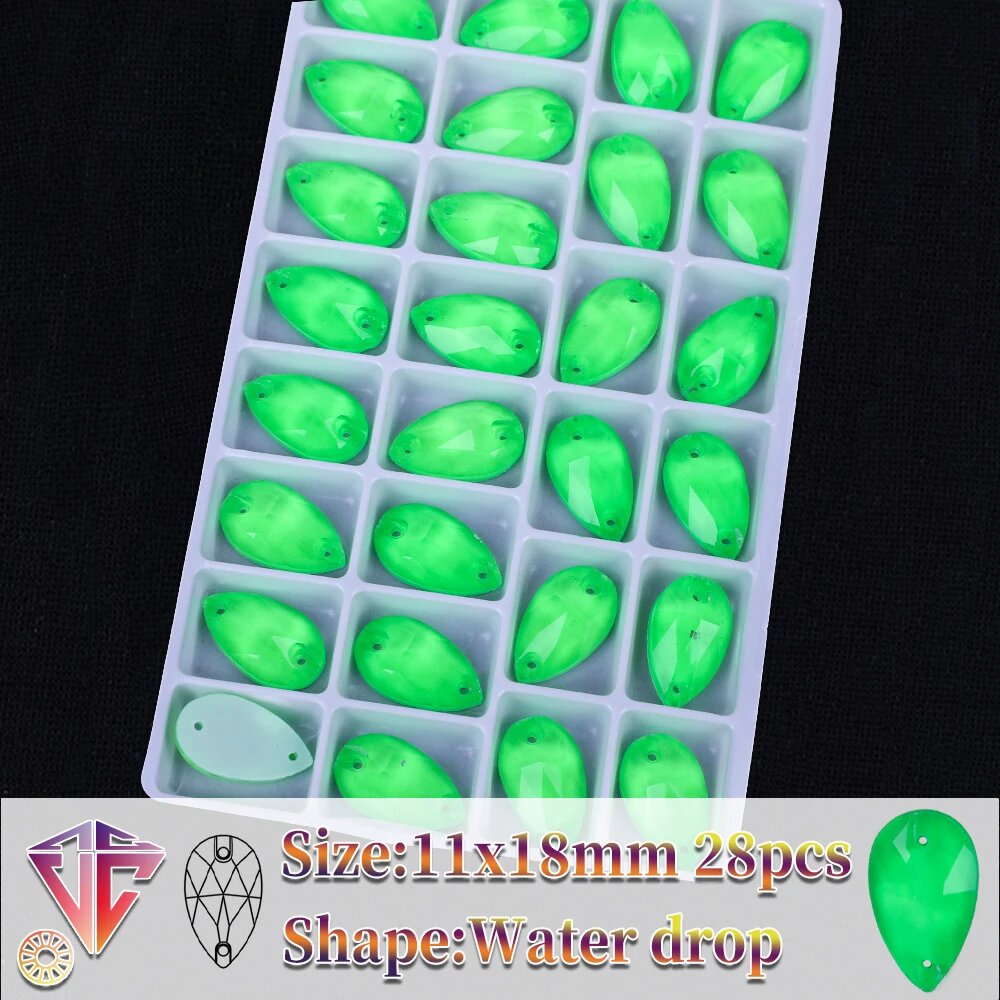Неоновые стеклянные капли воды VC для декора Изумрудный, Emerald11x18mm28pcs