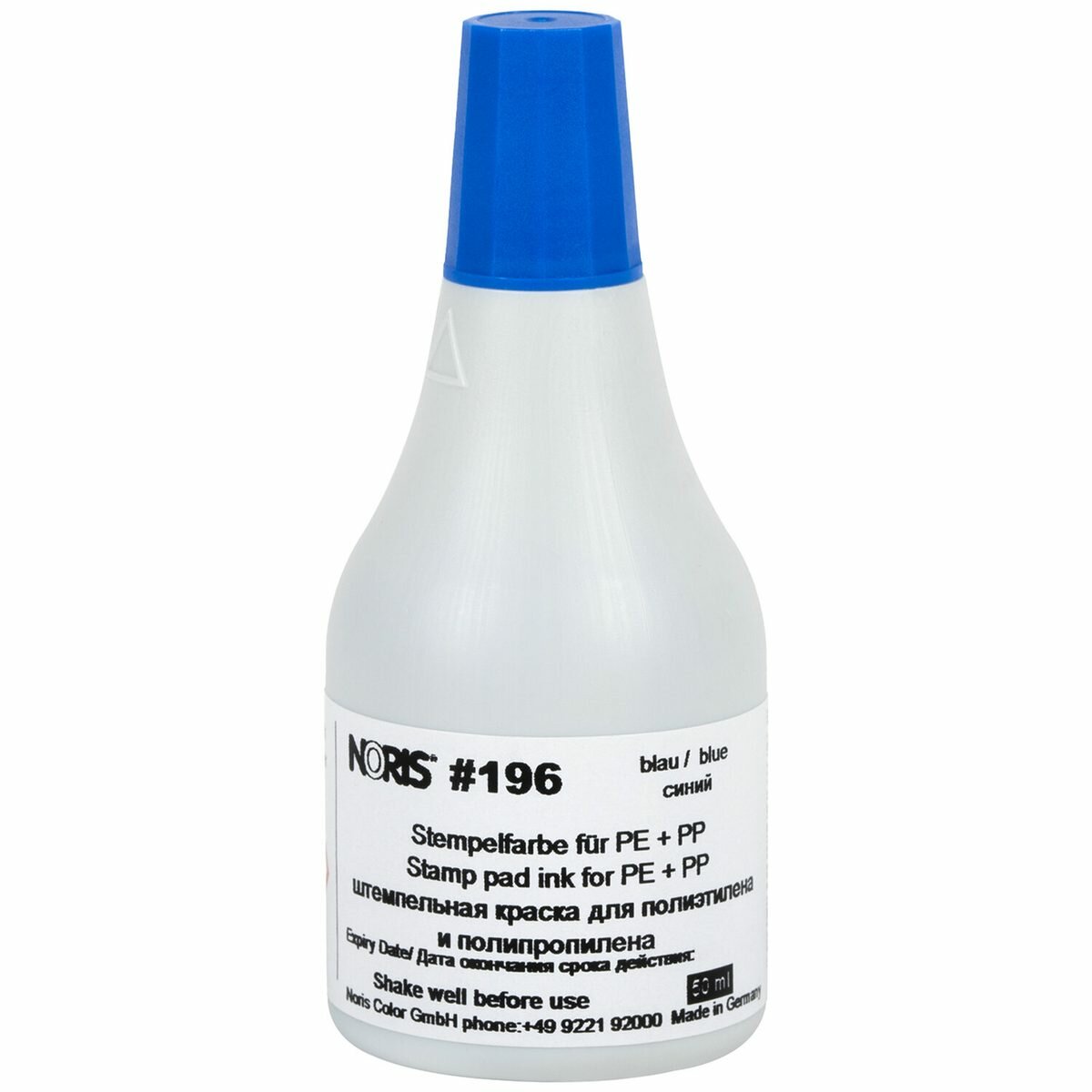 Краска штемпельная Noris 196Сс, 50мл, специальная для полиэтилена и ПП, синяя, 10шт.