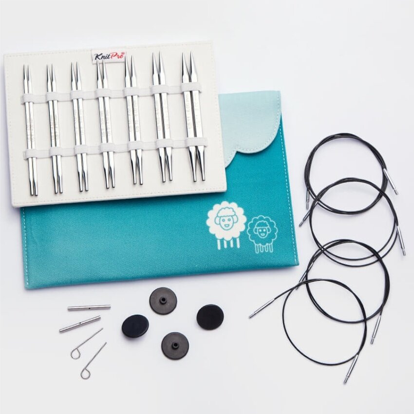 Спицы для вязания KnitPro съемные латунные кубические Nova Cubics Deluxe 14 шт d 3,5-8 мм