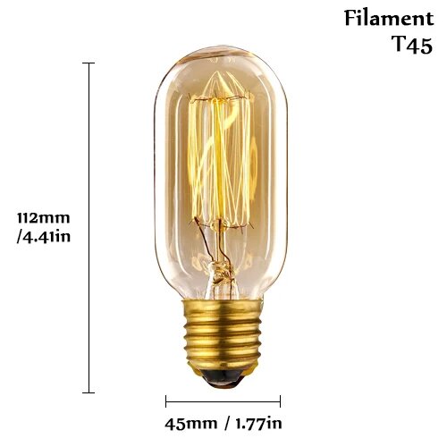 Лампа Эдисона YNL 40 Вт E27 T45 filament 220V