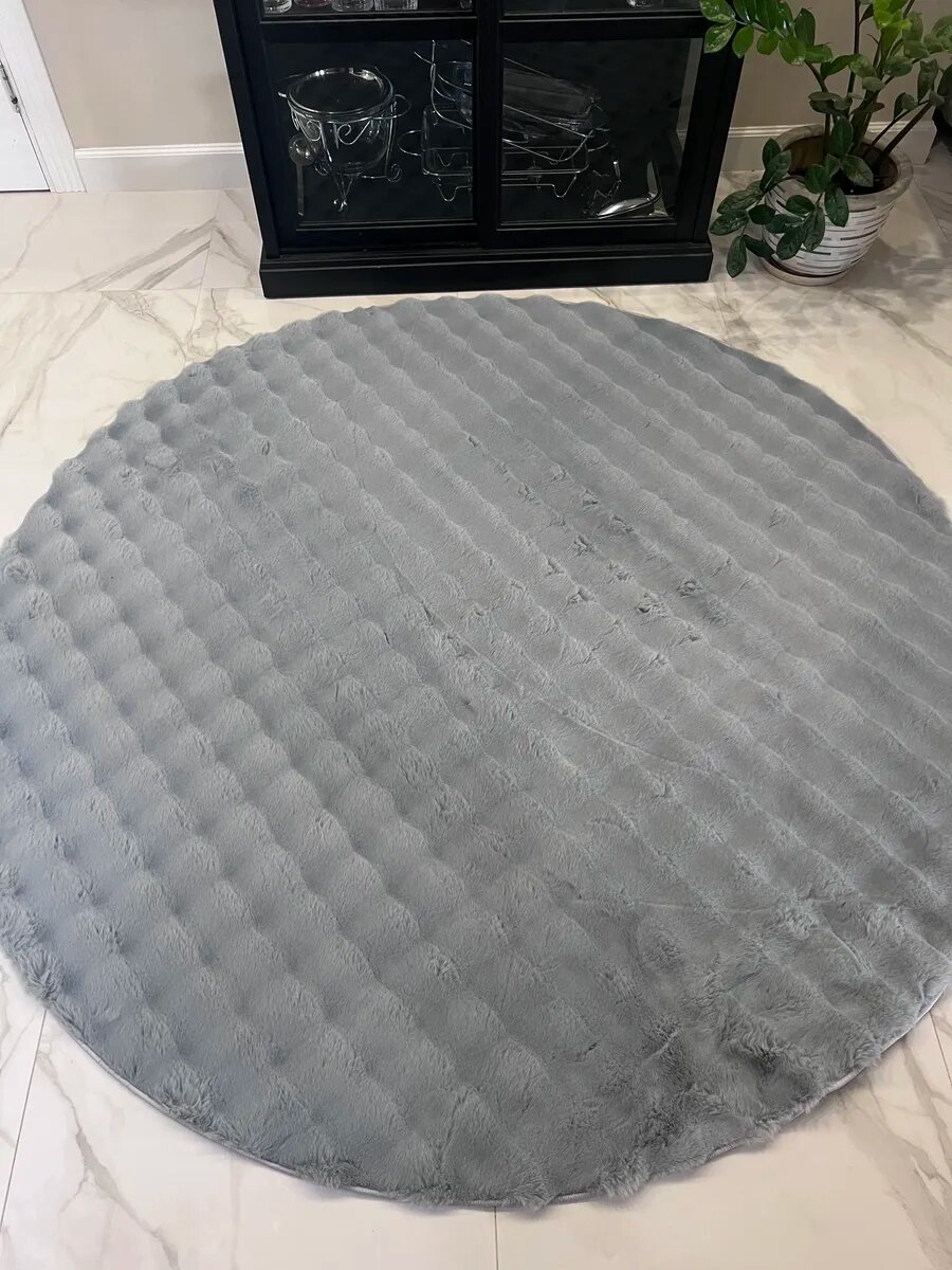 Коврик Natali's Carpets на пол, в комнату круглый с ворсом меховой 100х100 см