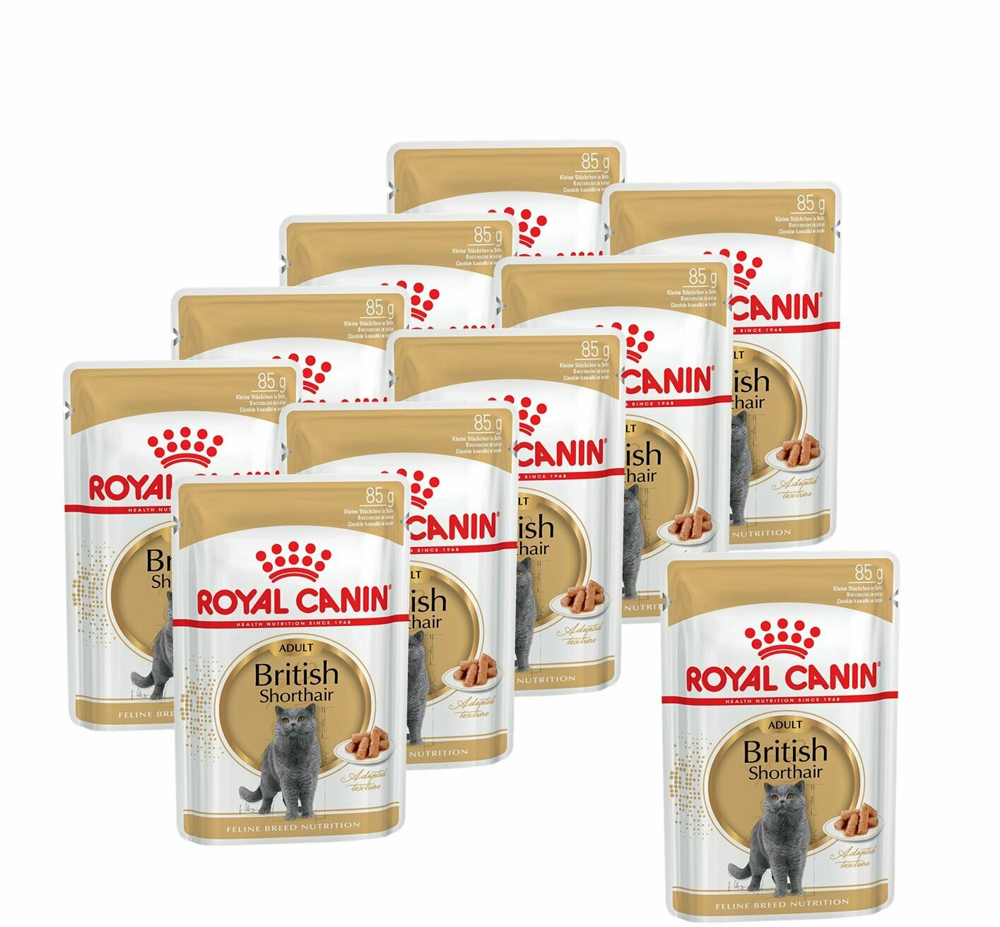 Royal Canin British Shorthair Adult влажный корм для взрослых британских короткошерстных кошек в соусе, в паучах - 85 г х 10 шт.