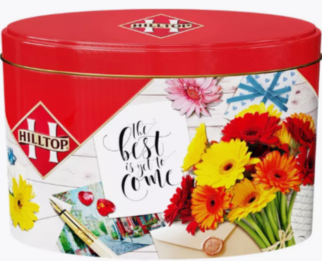 Чай HILLTOP "Цветочная коллекция" чёрный листовой, овал премиум ж/б 100г