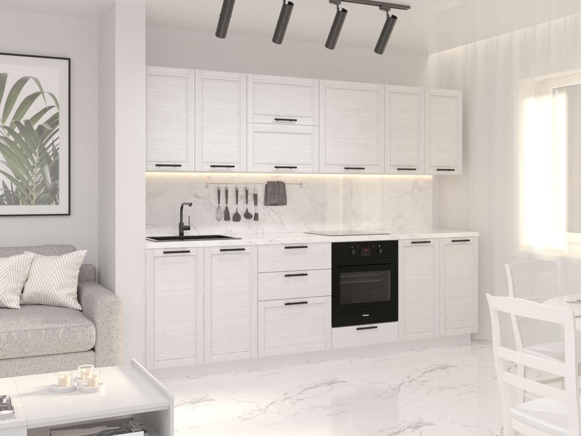 Кухонный гарнитур Сканди White Silkwood, 2800