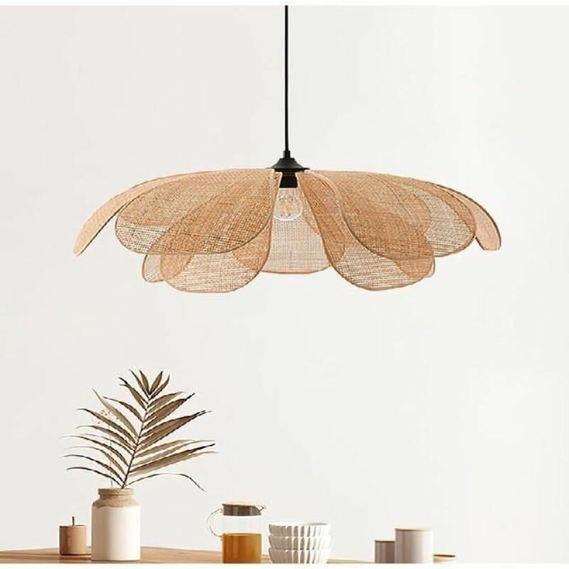 Роскошный потолочный светильник с лепестками из ротанга,1,1,12, коричневый,30cm