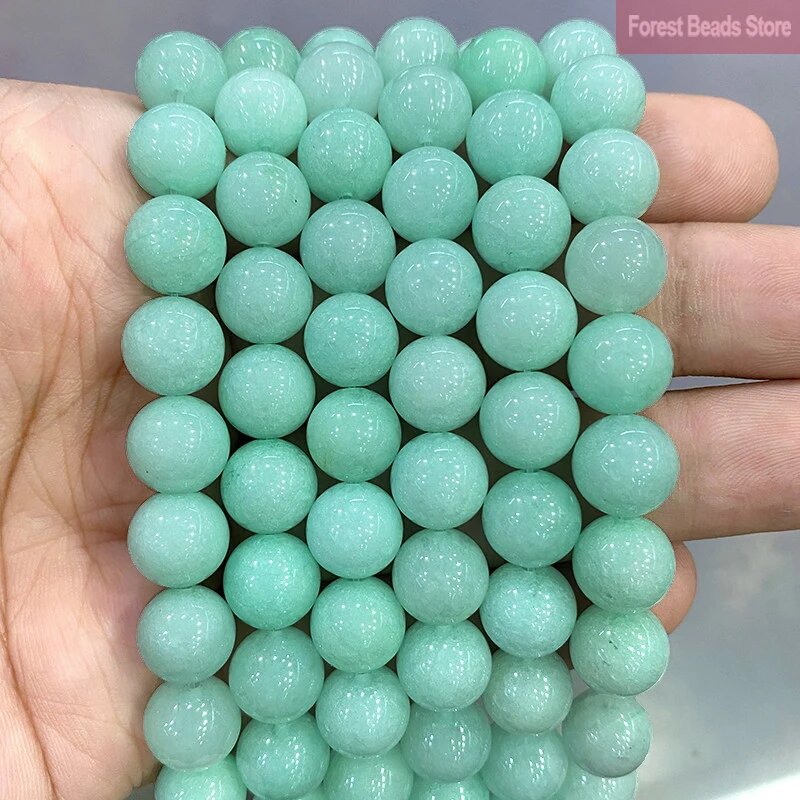 Бусины JIOWEF светло-зелёный халцедон 4/6/8/10/12 мм 8mm-about 46pcs