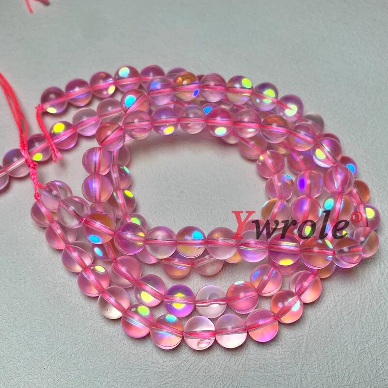 Бусины YWROLE разноцветные синтетический кристалл 4-12мм Розовый, 6mm about 61-63pcs, smooth pink