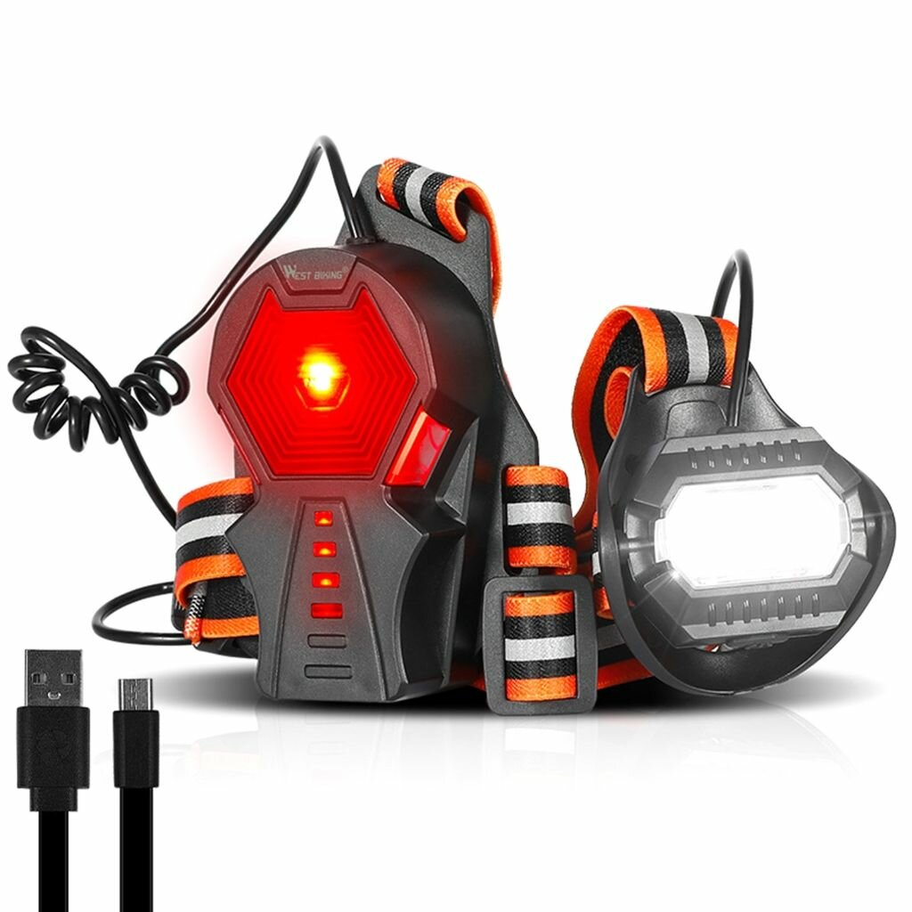 Ночные ходовые огни Перезаряжаемый через USB светодиодный нагрудный фонарь с сигнальной лампой безопасности, водонепроницаемое снаряжение IPX4 для бегунов