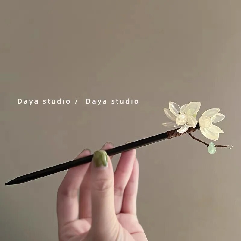 Шпилька для волос в виде цветка сандалового дерева, вилка, китайские аксессуары для волос Hanfu, винтажные тиары для невесты в стиле ретро, свадебные украшения для волос