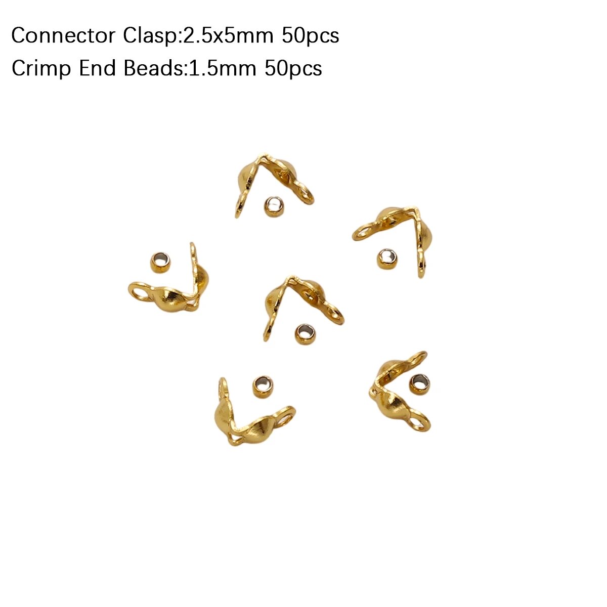 Набор застежек и бусин из нержавеющей стали для ювелирных изделий (100 шт.) Gold 1