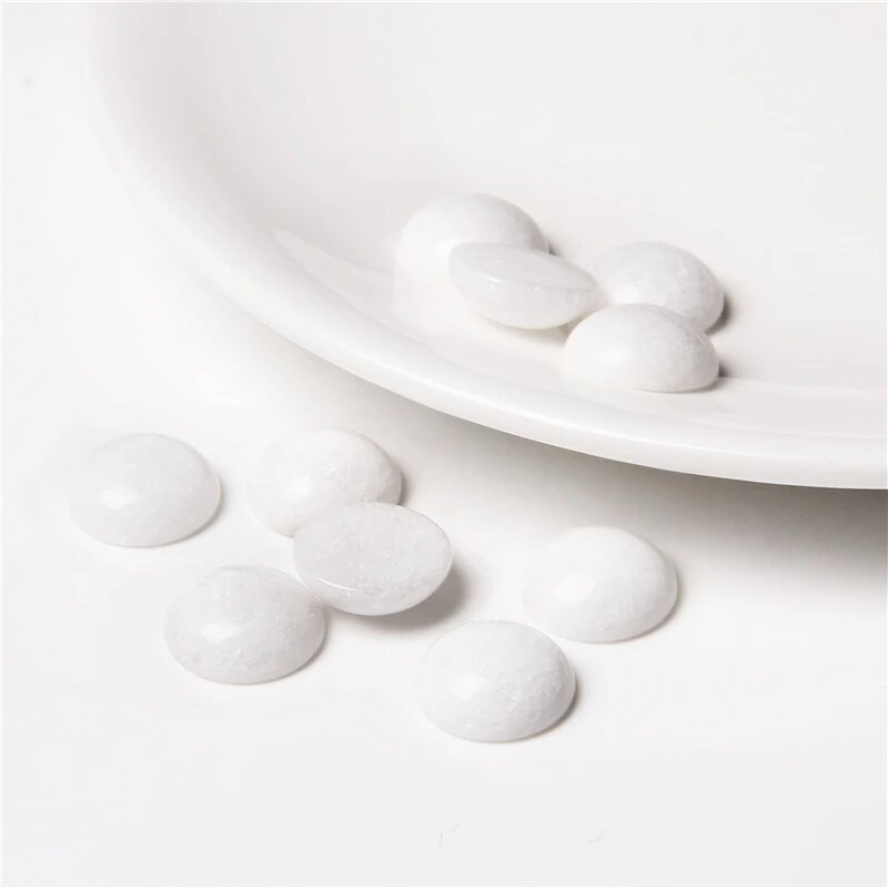 Кабошоны из натурального камня, 10 шт, 5 мм Белый, 14mm, 17. White Jade
