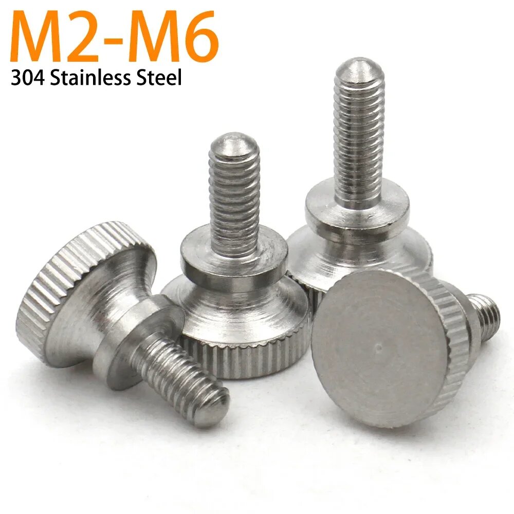 Zimir Ручки с накатанной ручкой из нержавеющей стали M2-M6 3-35 мм M3 x 8mm, 10pcs
