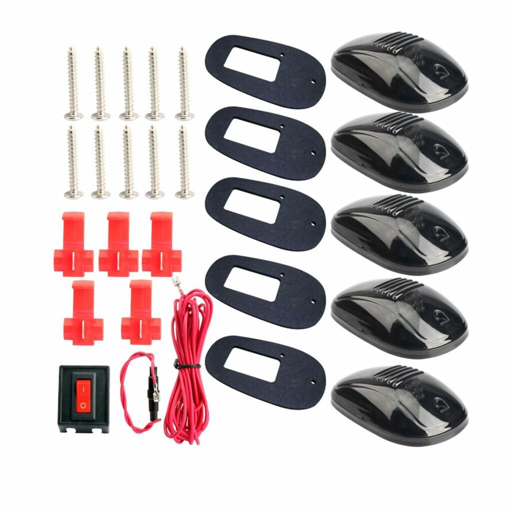 1 комплект из 5, 12led фонарей для мыши на крыше пикапа-белый свет-черный корпус