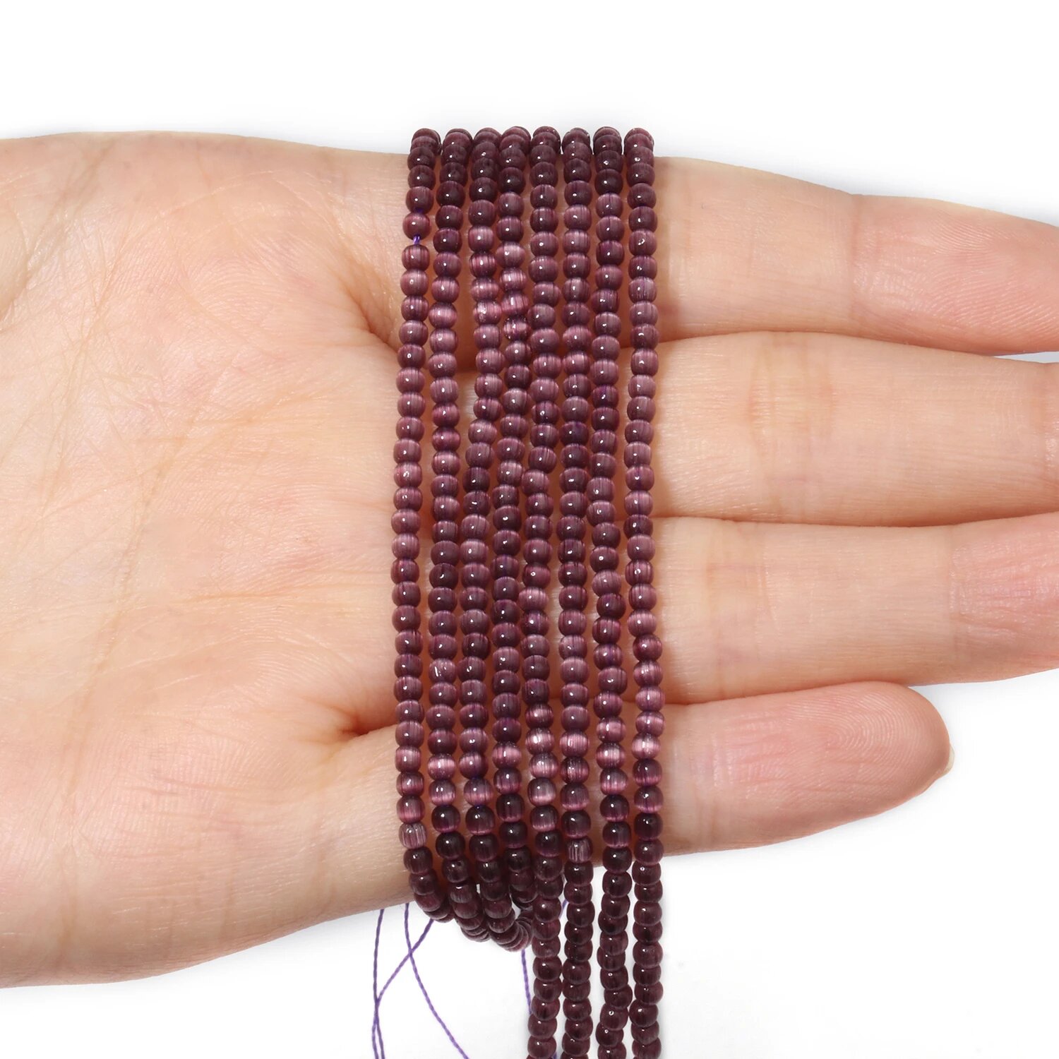 Бусины NPCXSZ лунный камень кошачий глаз multicolor 2 мм Фиолетовый, purple