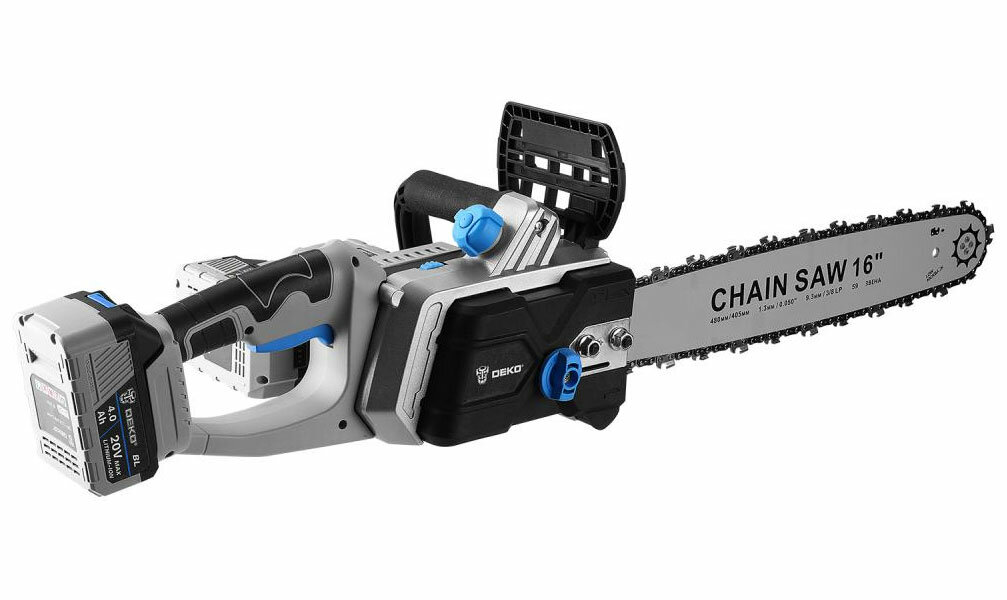 Цепная пила Deko DKCHS 40 PRO, 16", 2х20В, 2x4.0Ач, двойное з/у (083-2002)