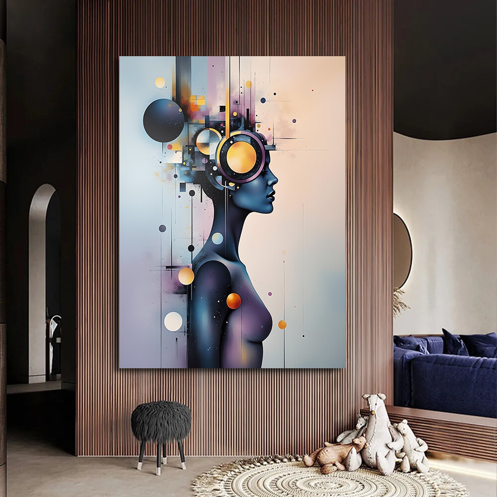 ПОП АРТ / силуэт девушки, яркая картина на стену / в гостинную, 40х60 см.