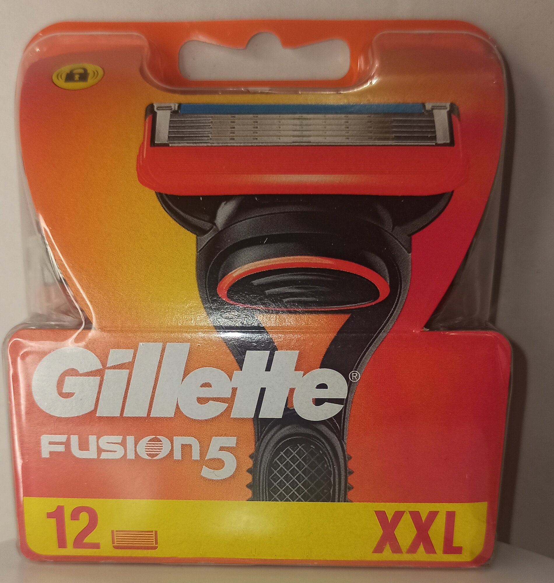 Сменные кассеты для станков Gillette Fusion, Gillette Fusion Power, 5 лезвий, оранжевые, 12 штук