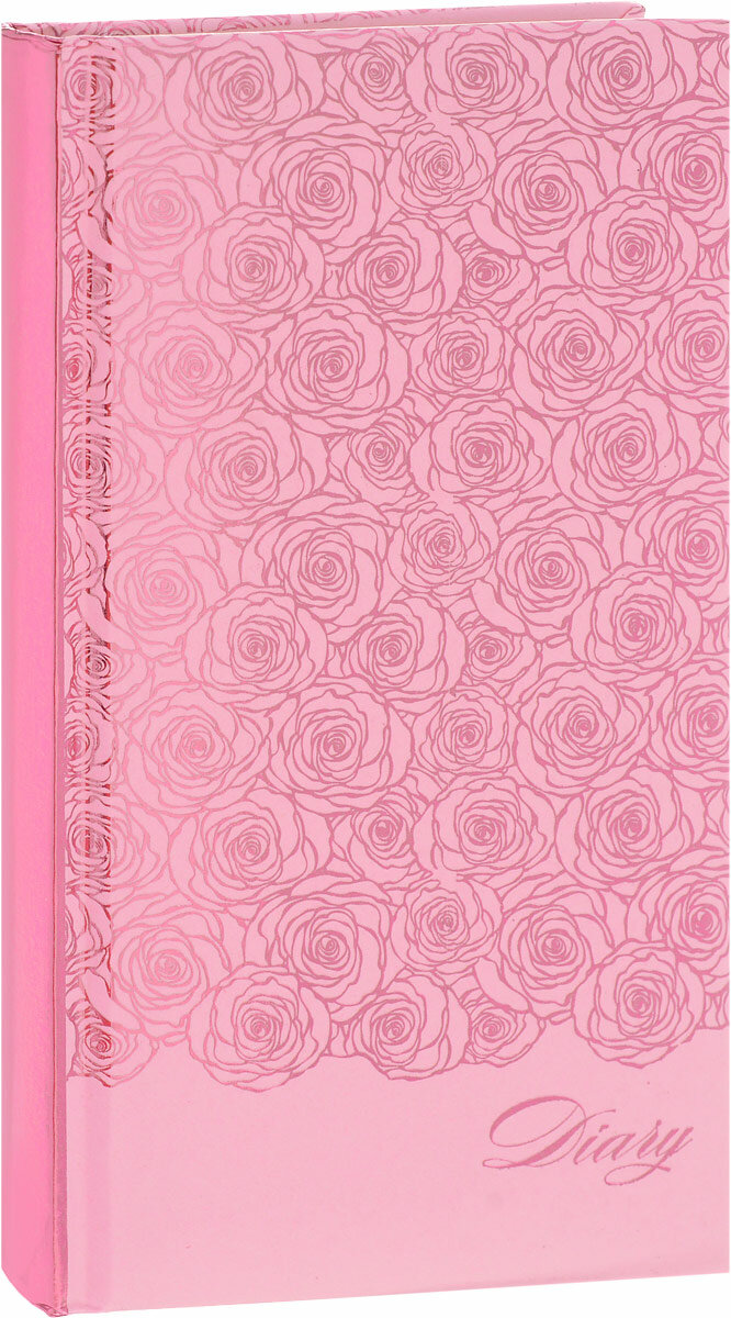Ежедневник Феникс Плюс недатированный, 10х18,6 см, 240 стр, Розы на розовом, разноцветные листы, твердый картон (44524)