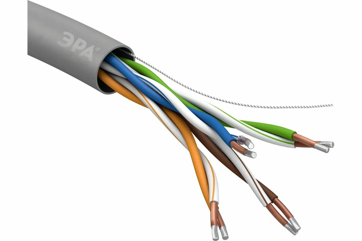 Кабель витая пара ЭРА U/UTP, 4x2x24AWG, Cat5e, CCA, PVC, 50м, SIMPLE, 12/3 Б0044438