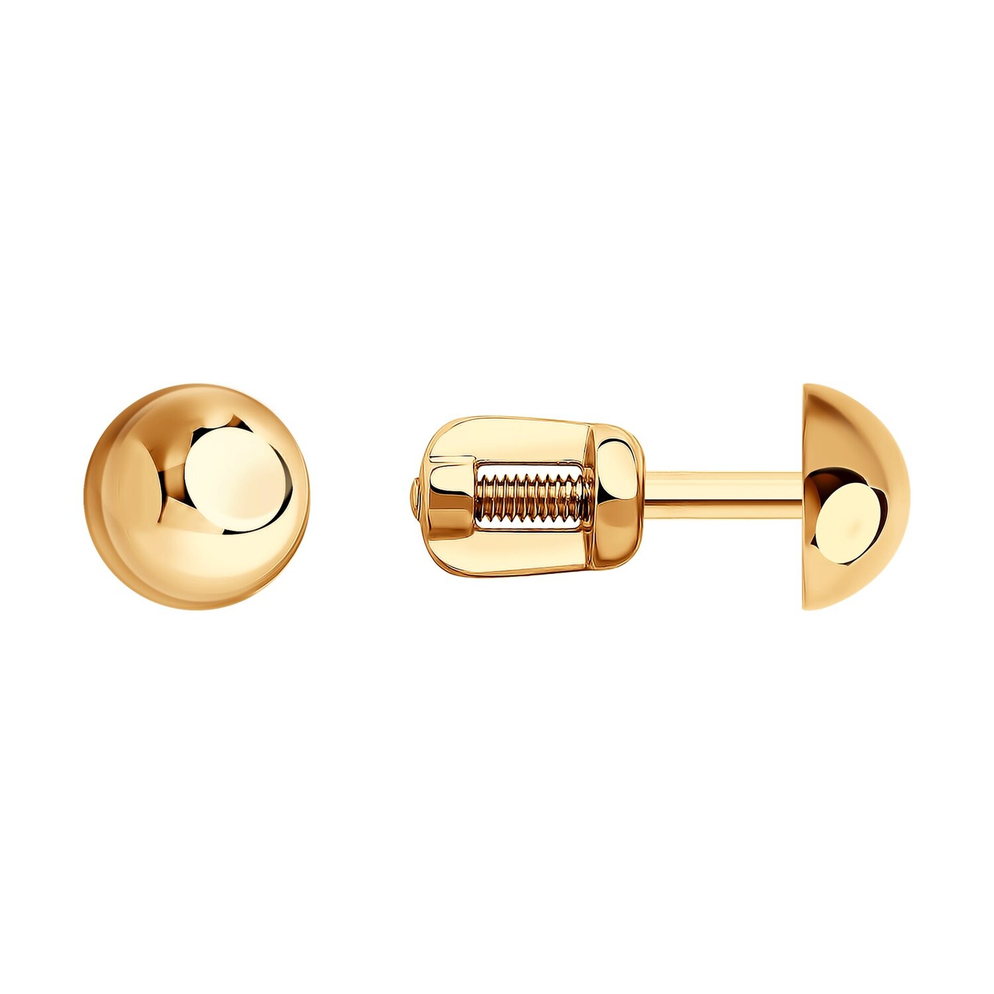 Серьги пусеты Diamant online, красное золото, 585 проба