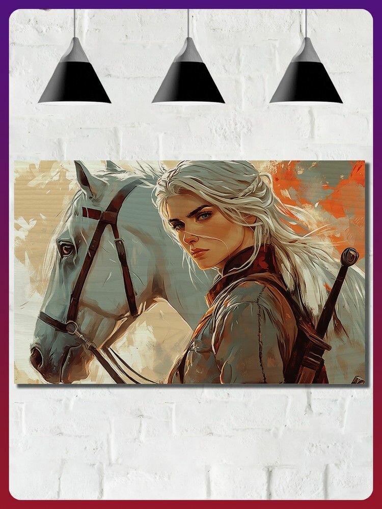 Картина интерьерная на дереве игра Ведьмак Цирилла с Плотвой (Witcher, Цири, PS, PC, XBOX, SWITCH) - 22510104