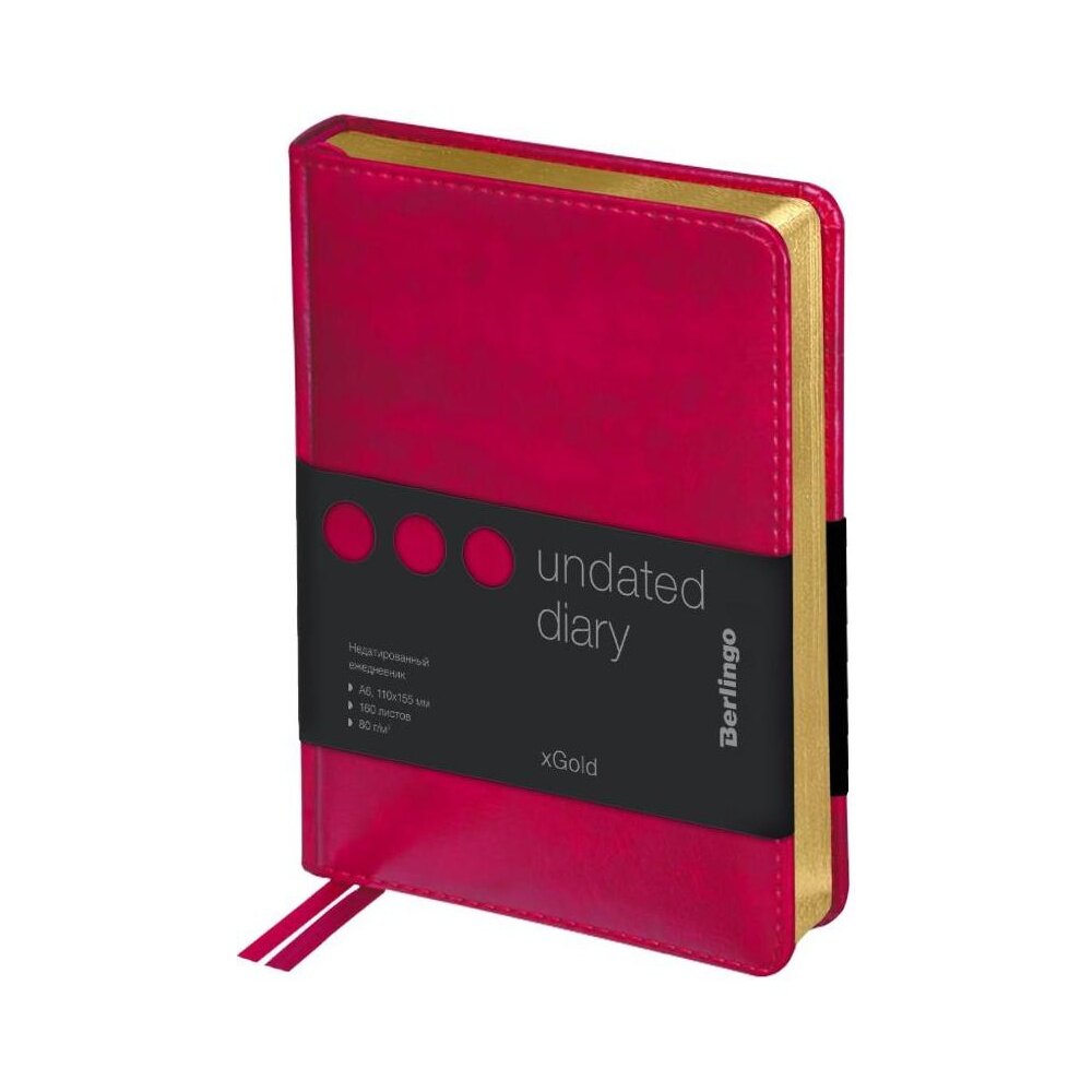 BERLINGO_ UD0_81608 Ежедневник недатированный, а6, 160л, кожзам, berlingo xgold, зол. срез, фуксия