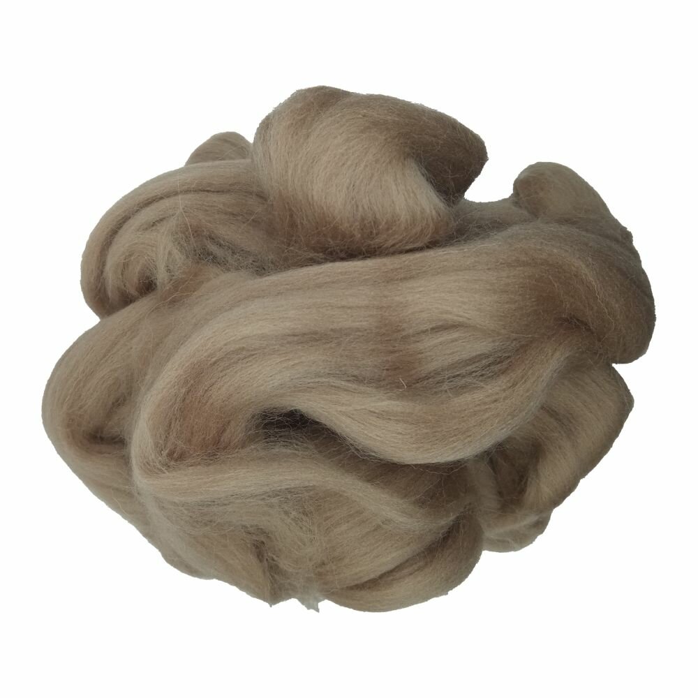 Пряжа для вязания Камтекс Лента для валяния 113 какао 50 гр/2 м 100% полутонкая шерсть