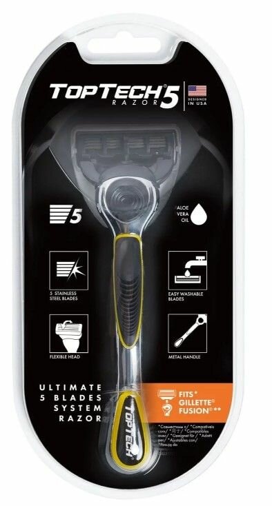 Бритвенный станок TopTech "Razor 5" мужской, 1 сменная кассета, совместима с Gillette Fusion (RMS-5001)