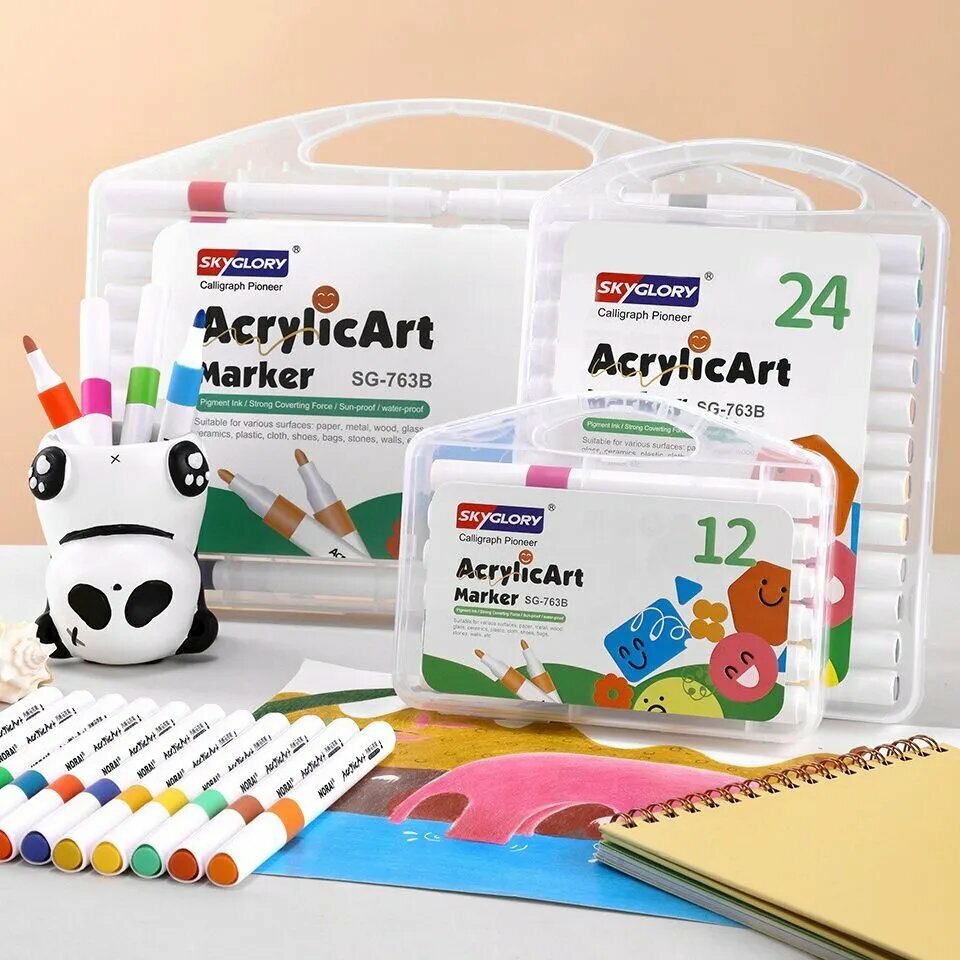 Набор маркеров Акриловый, 24 шт, Набор маркеров, Пулевидная, Трехгранный,1n1661870922