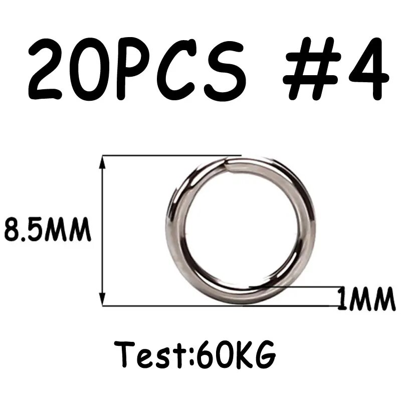 20шт сплит кольца #4 8.5x1мм, 60KG