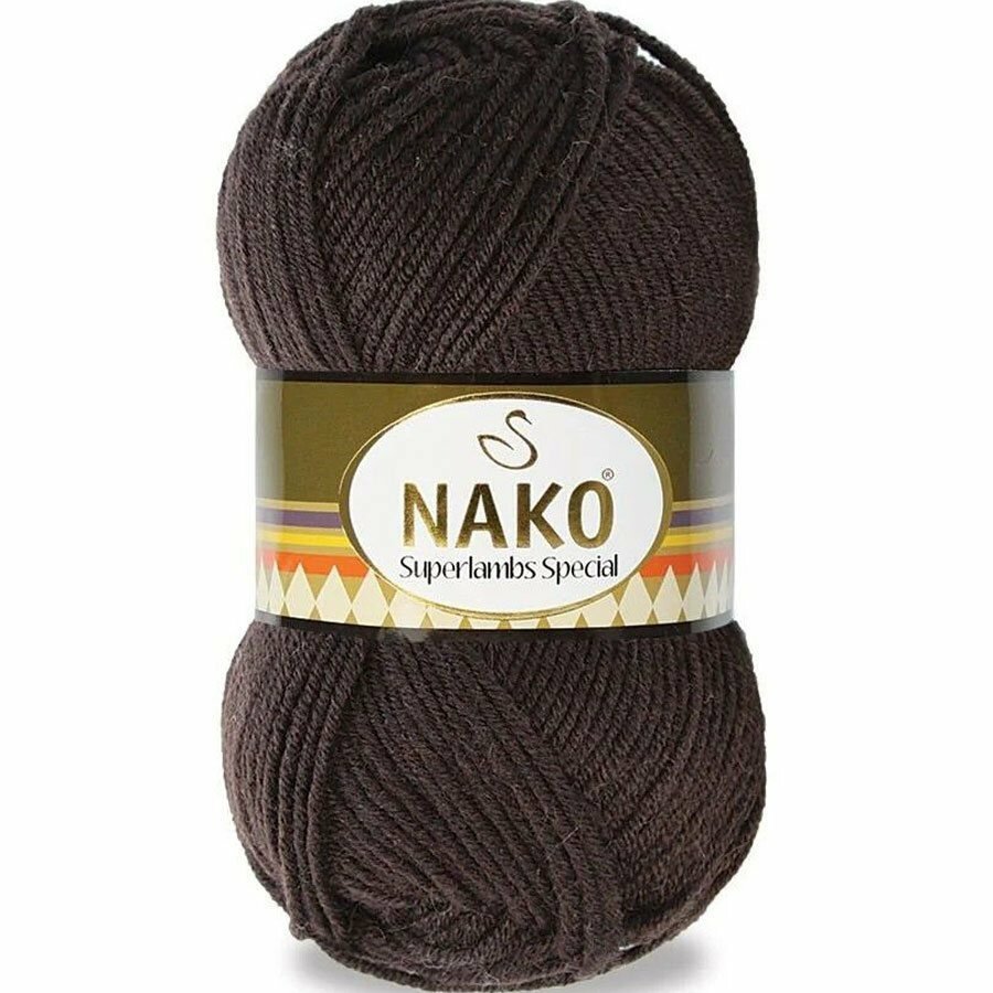 Пряжа Nako SUPERLAMBS SPECIAL 4987 коричневый (5 мотков)