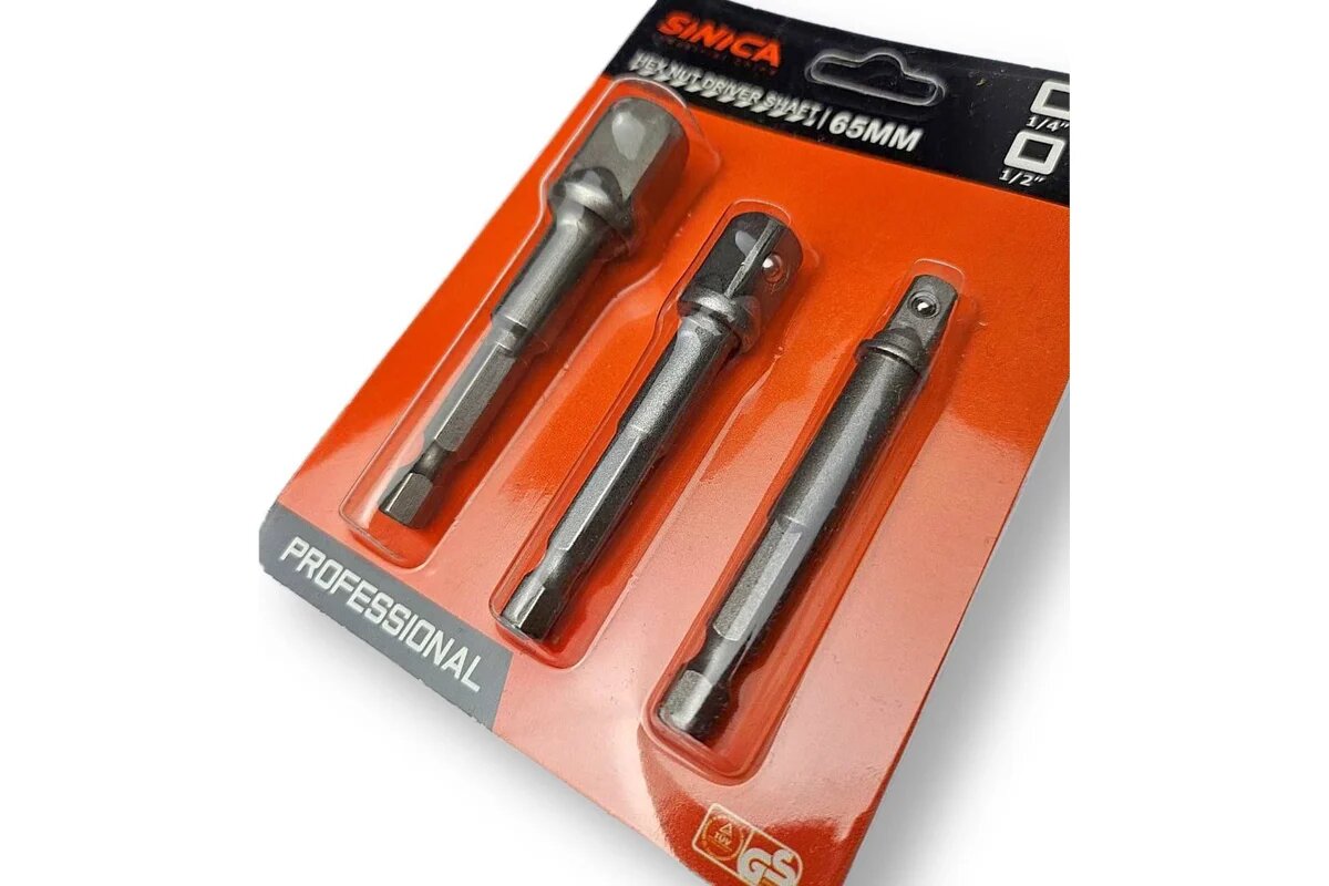 Sinica Набор переходников (адаптеров) шестигранник 1/4 на квадрат 1/4, 3/8,1/2 100107