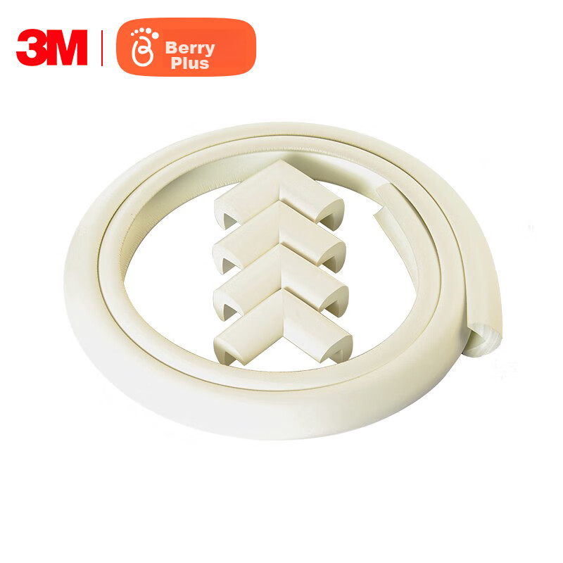 Babyprints Anti-Collision Strips, Baby Edge Guards, 2 Meters, 4 Corners, Combination Pack, with 3M Double-Sided Tape, White