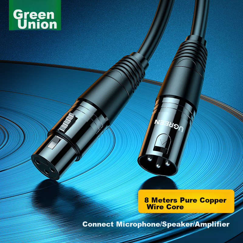 UGREEN XLR Male to Female Audio Extension Cable, Karaoke Live Streaming Microphone Cable, Mixer Speaker Amplifier Camera Balanced XLR Cable, 8 Meters Black, 20713